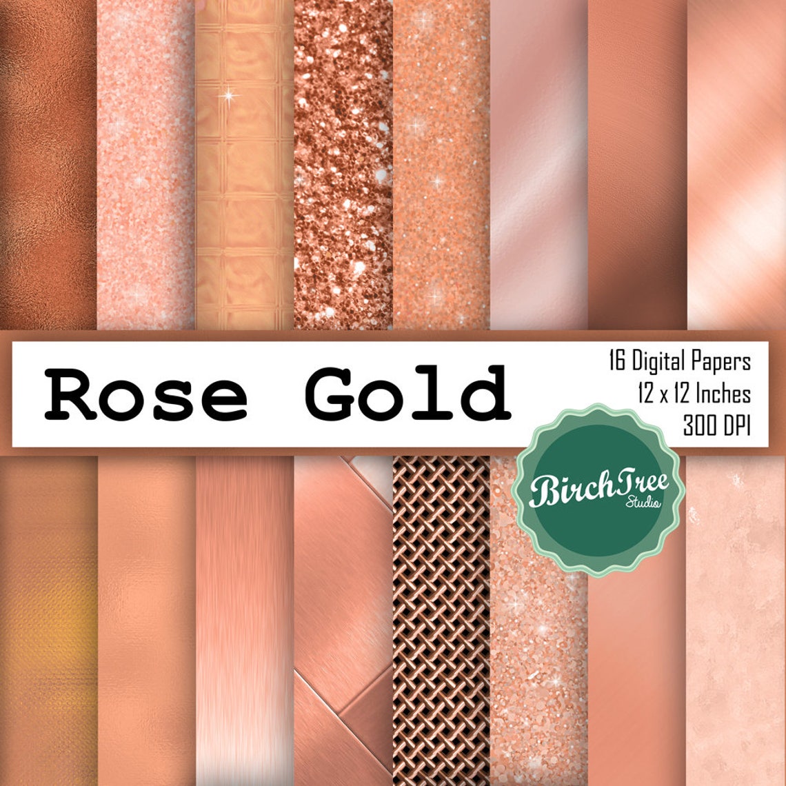 Rose Gold Glitter and Foil Textures Rose Gold Digital Paper Rose Gold ...