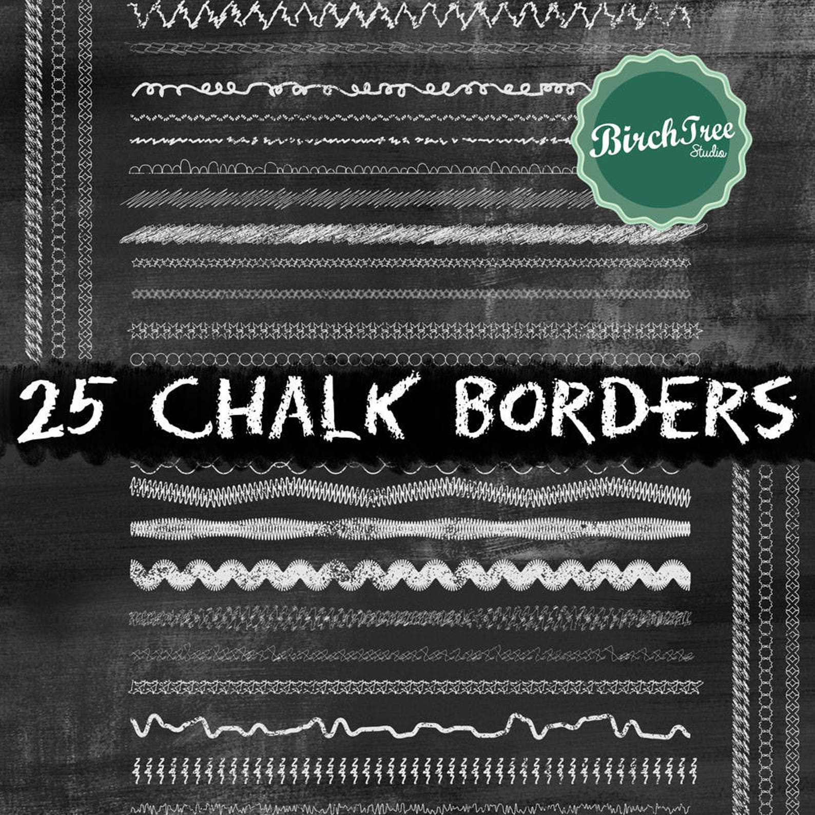 Chalkboard Clipart Borders 25 Chalkboard Digital Borders Including 2 ...