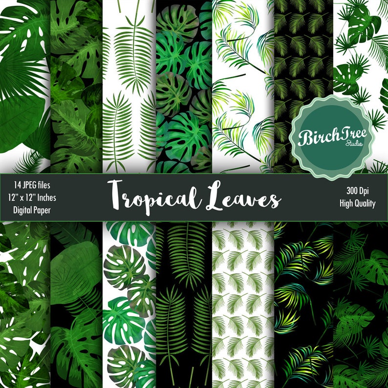 Tropical Digital Paper, Tropical Background, Tropical Texture, Digital ...