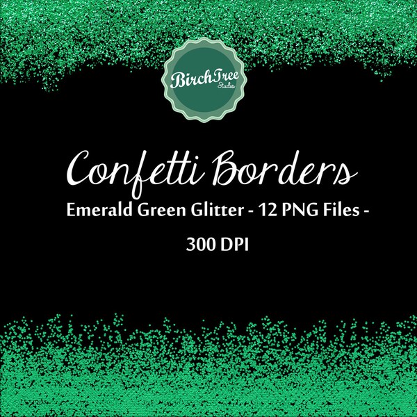 Green Confetti Border Clipart - Etsy