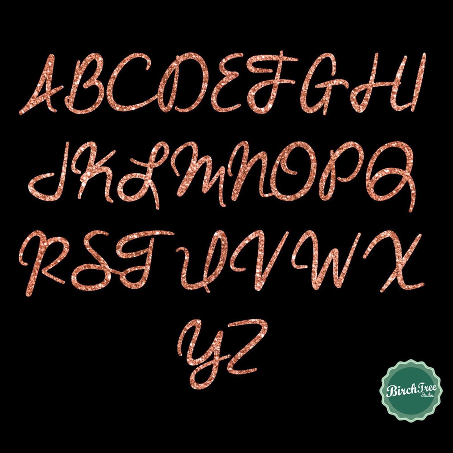 Rose Gold Glitter Alphabet, Rose Gold Sparkle Letters, Rose Gold ...