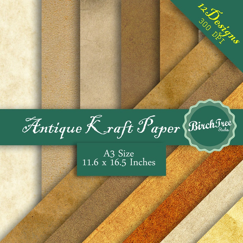 Antique Rustic Digital Paper Printable Kraft Paper Vintage Scrapbook ...