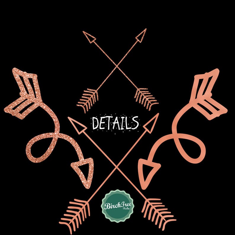 Tribal Arrow Clipart Rose Gold Rose Gold Foil & Glitter Arrow Clipart ...