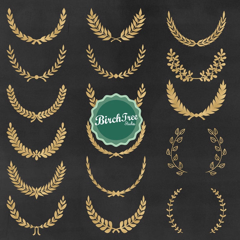Gold Flower Wreath Clipart - Gold Hand Drawn Floral Elements Clipart ...