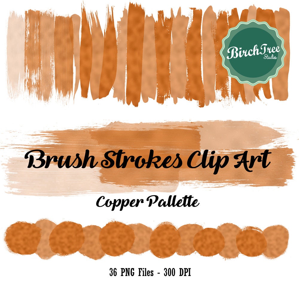 Copper Brush Stroke Clipart Digital Brush Strokes Metallic Clipart ...