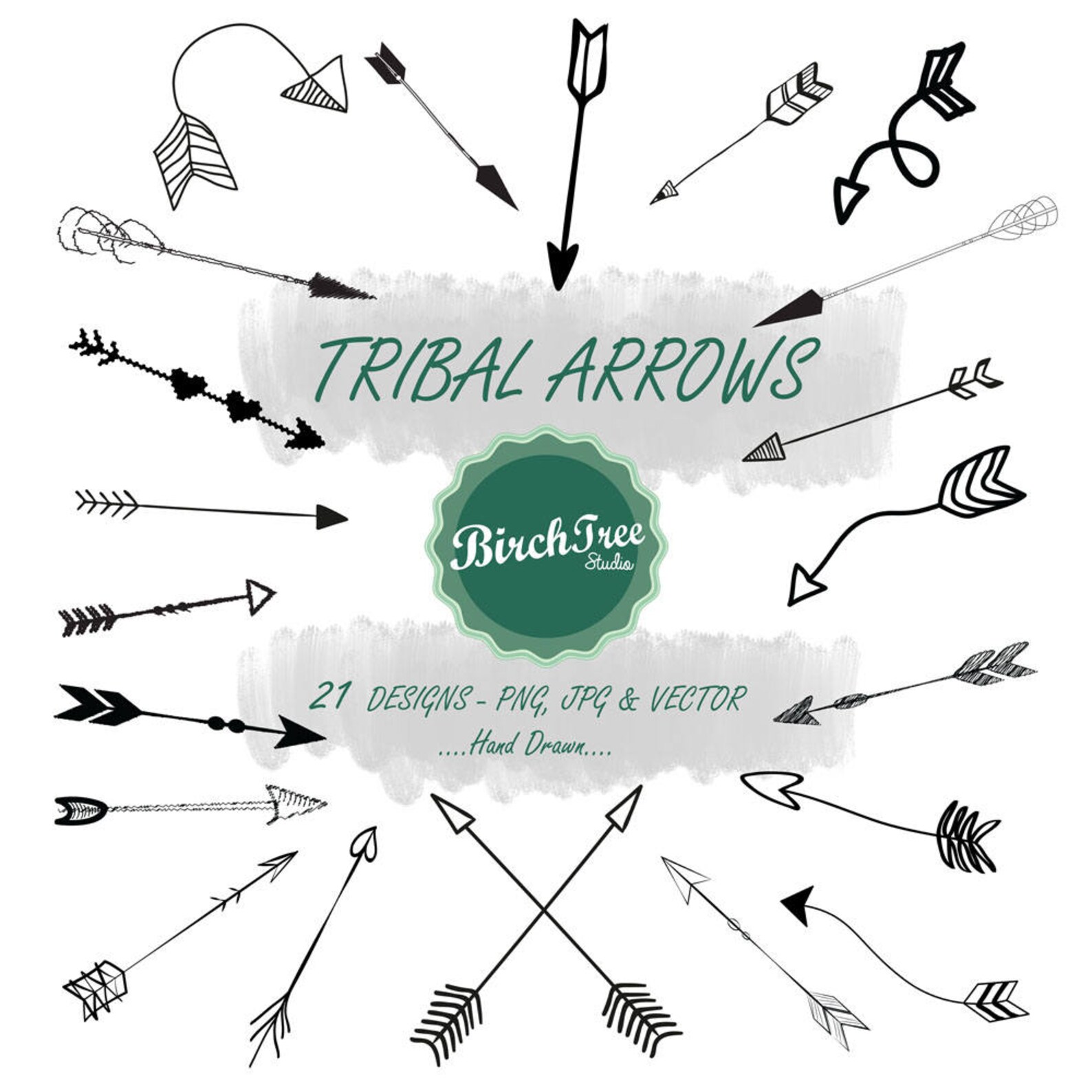 Tribal Arrow Clipart and Vectors Hand Drawn Arrow Clip Art Collection ...