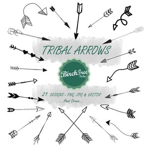 Tribal Arrow Clipart and Vectors Hand Drawn Arrow Clip Art Collection ...