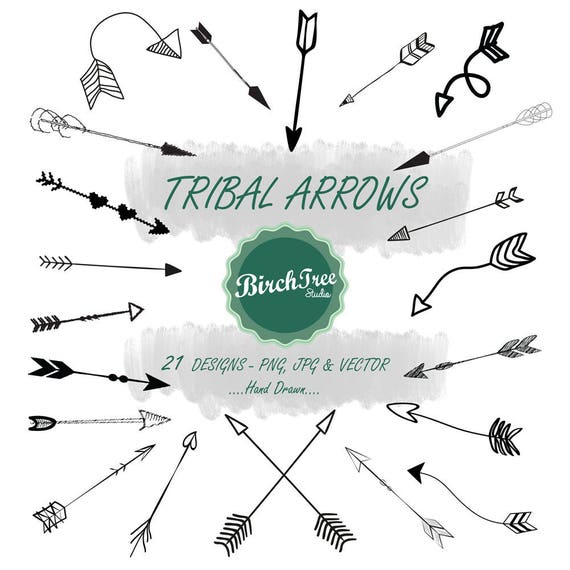 Tribal Arrow Clipart and Vectors Hand Drawn Arrow Clip Art - Etsy