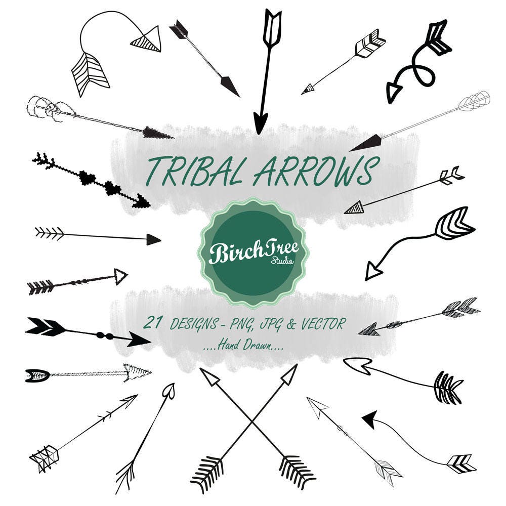 Tribal Arrow Clipart and Vectors Hand Drawn Arrow Clip Art Collection ...