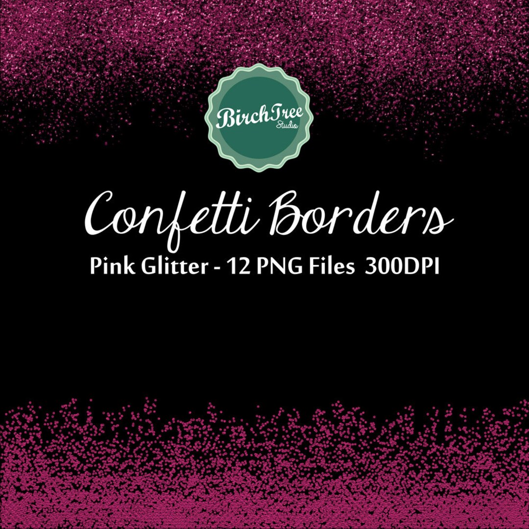Pink Confetti Glitter Clipart Digital Glitter Borders Invitation ...