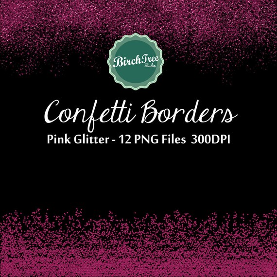 Pink Confetti Glitter Clipart Digital Glitter Borders | Etsy