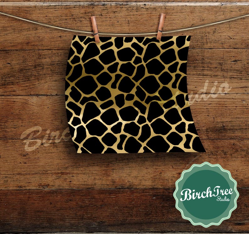 Black & Gold Animal Skin Animal Print Pattern Giraffe - Etsy