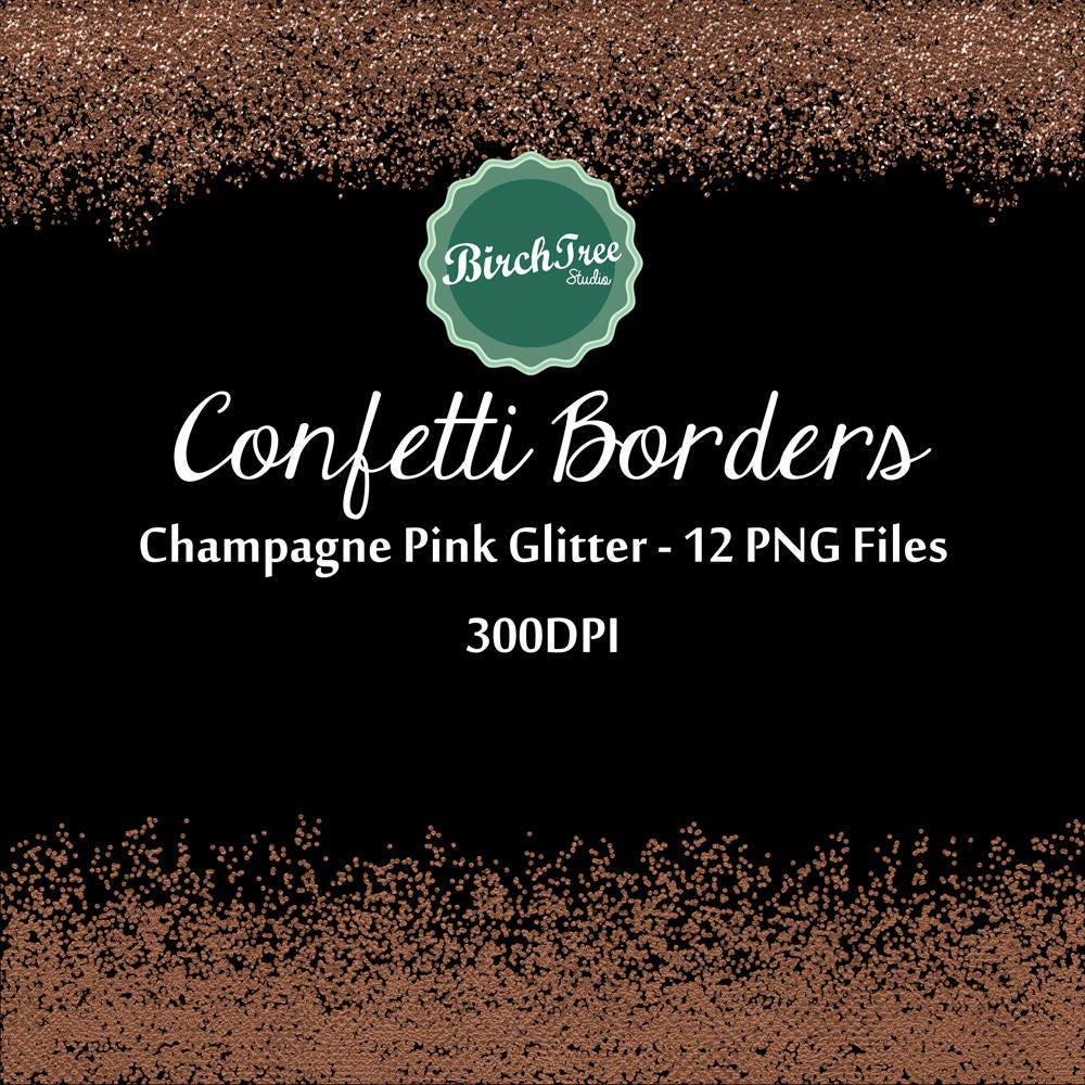 Confetti Clipart Borders Champagne Pink Confetti Glitter | Etsy