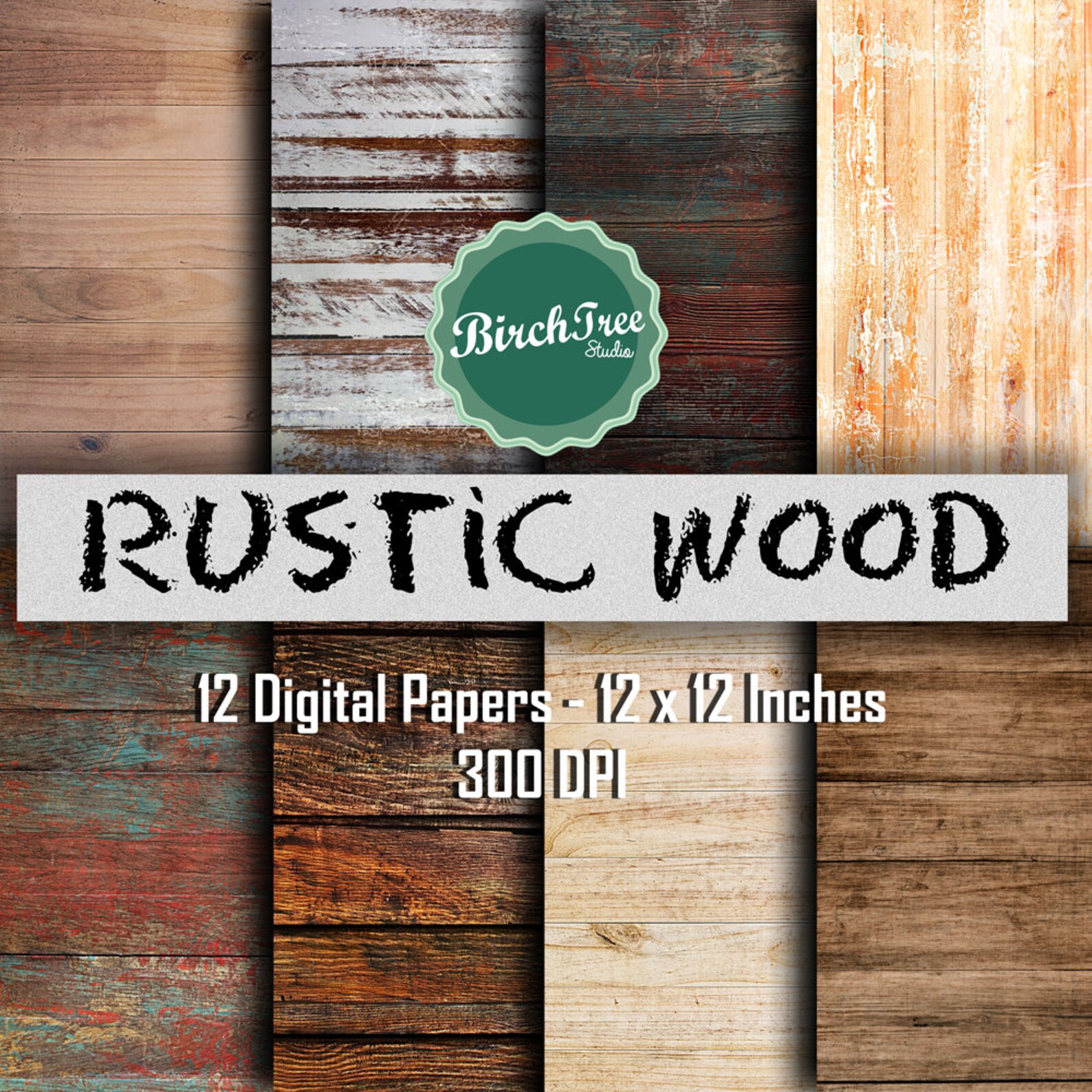 Rustic Wood Digital Paper - Printable Wood Digital Background - Wood ...