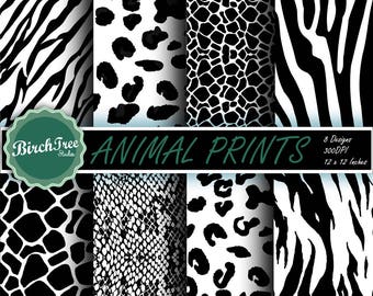 Animal Print Digital Paper Zebra Leopard Tiger Giraffe - Etsy