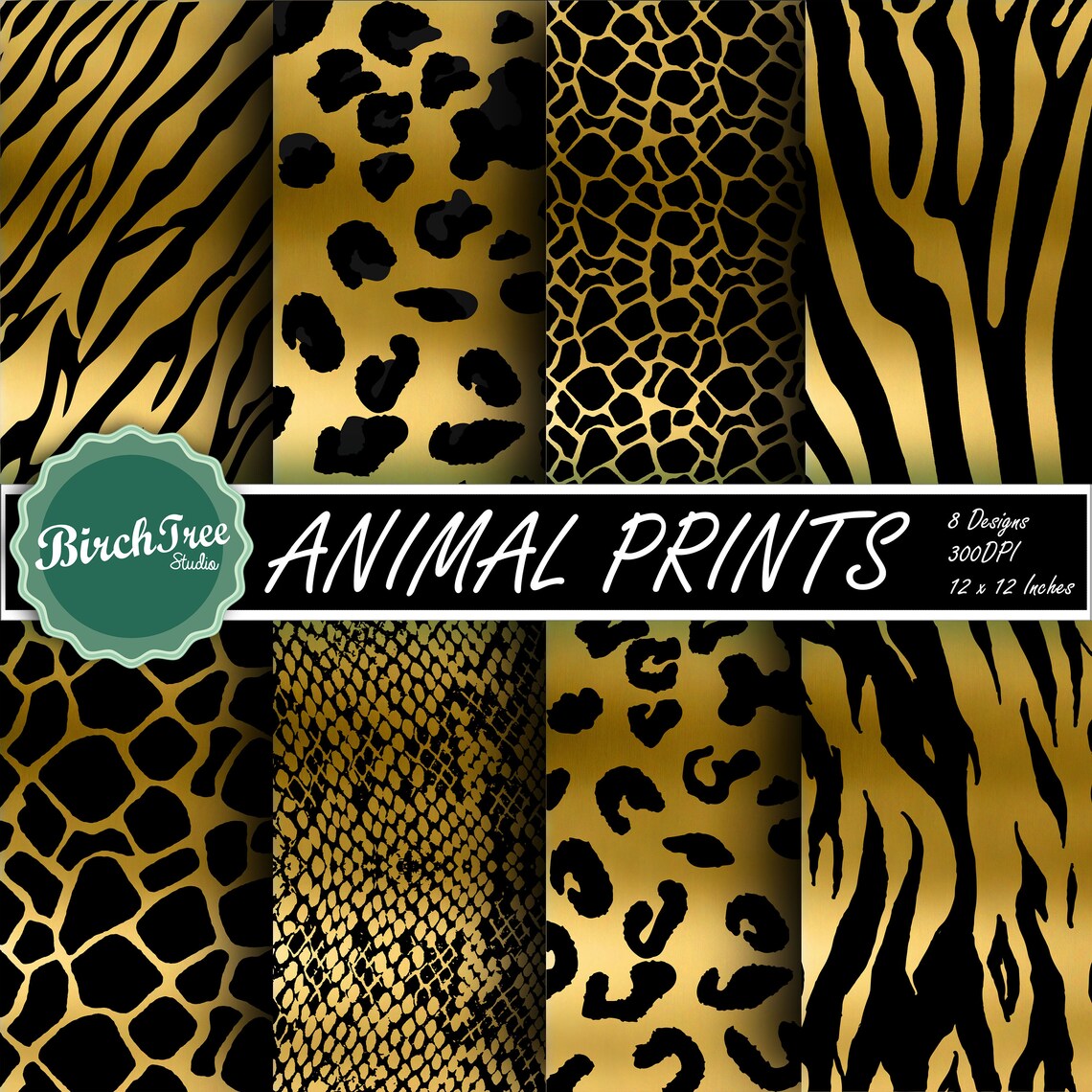 Black & Gold Animal Skin Animal Print Pattern Giraffe - Etsy