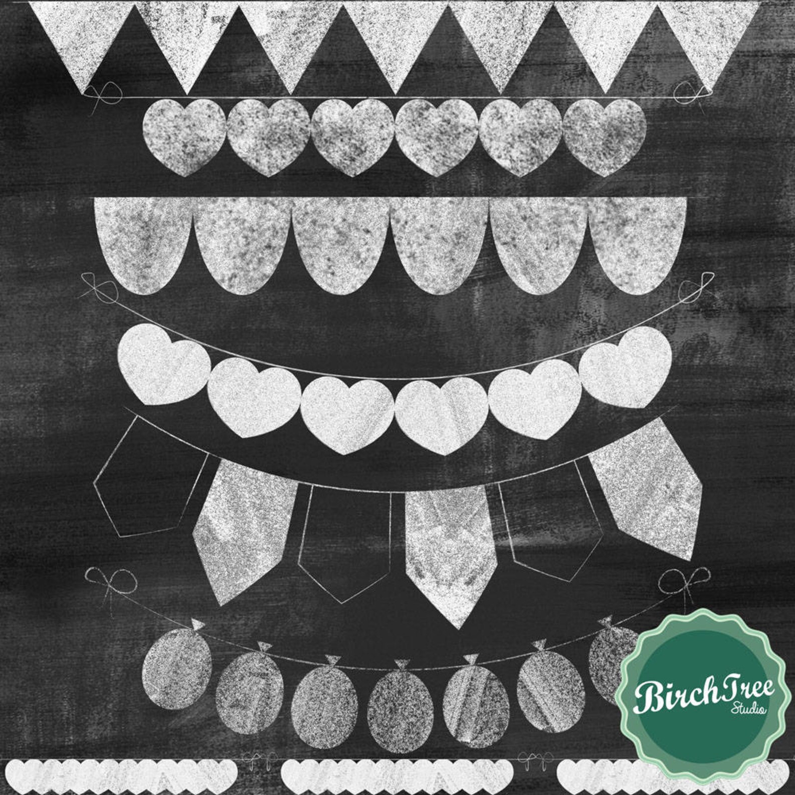 Chalkboard Clipart Bunting Chalkboard Banners Clipart Chalk Board ...