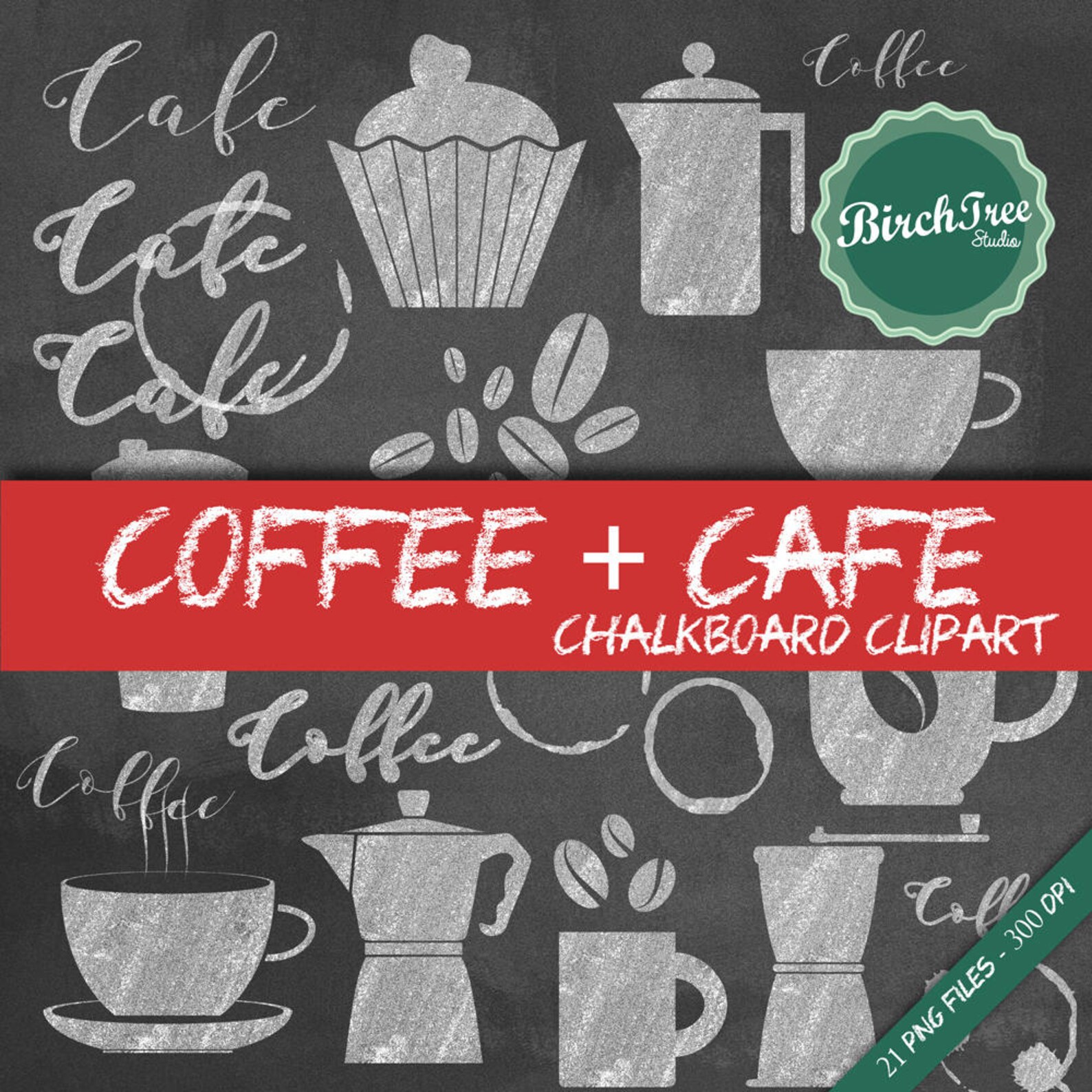 Coffee Chalkboard Clipart - Cafe Clip Art - Cake Clipart - Coffee Beans ...