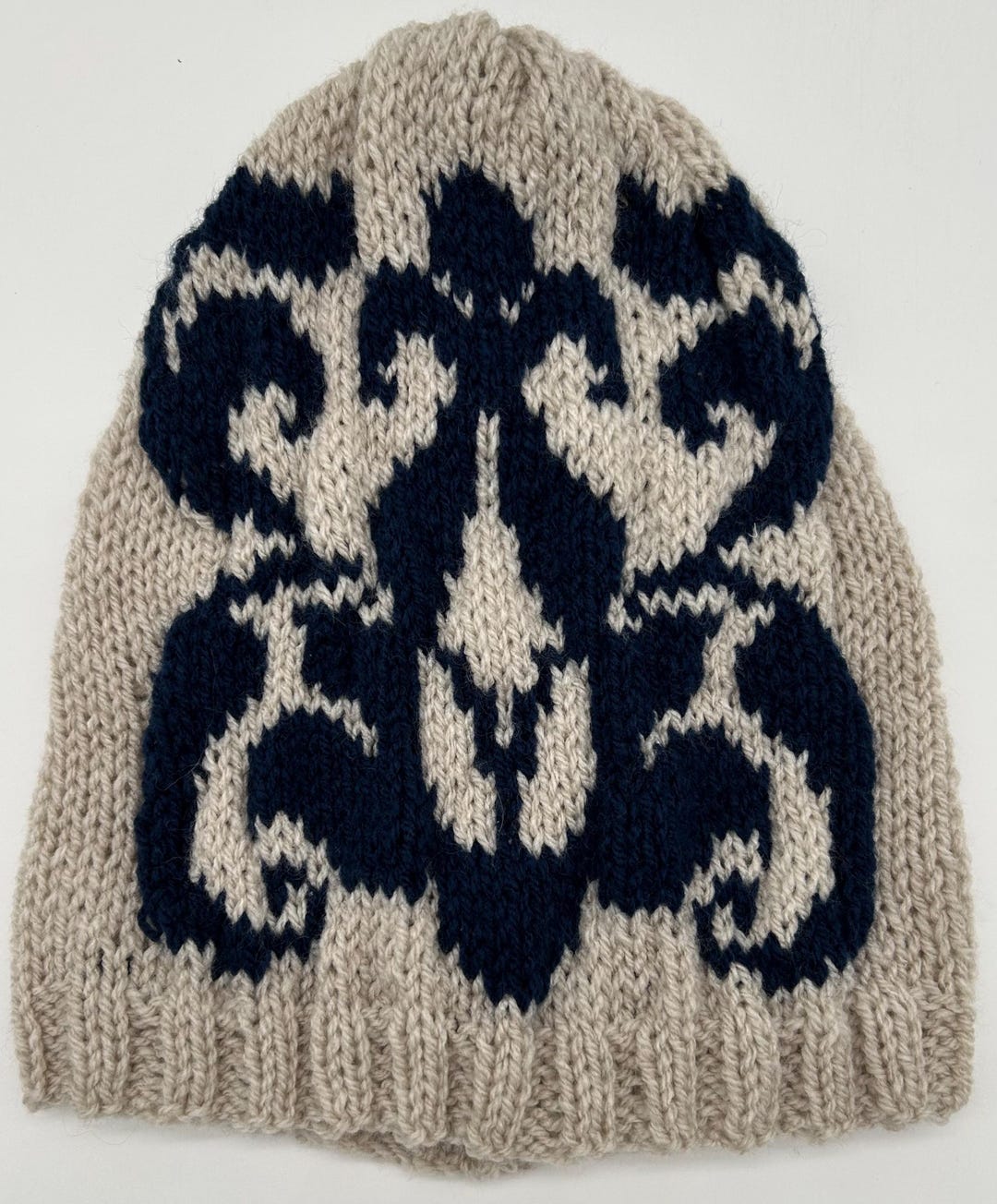 Medieval Floral Woodcut Style Hand Knit Beanie - Etsy