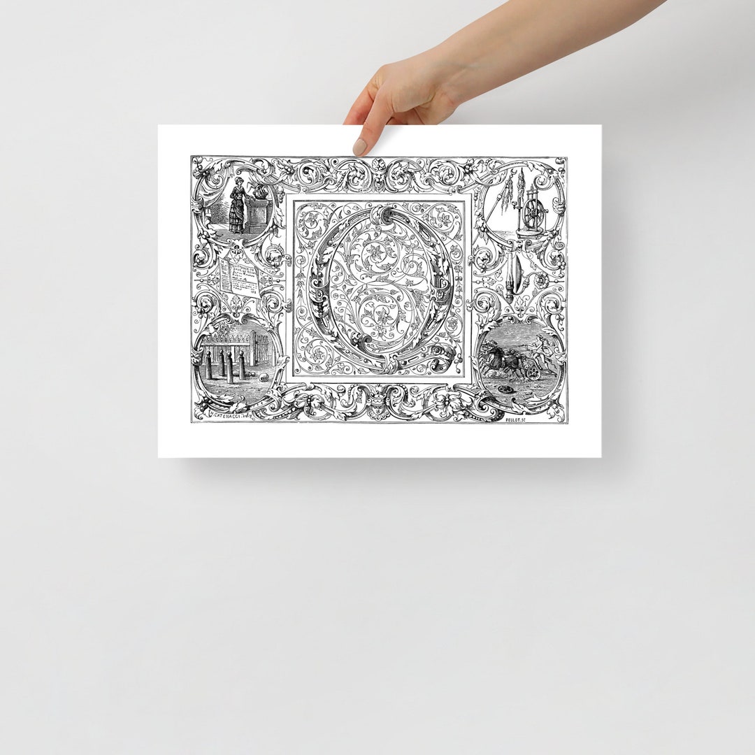 Letter Q Poster Illustrated Alphabet 1850 French - Etsy