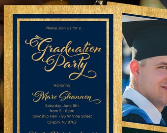 Mini Graduation Party Invitation With Photo Vertical, With Rusic ...