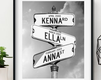 Four Names Personalized Street Signs Custom Photo Art With | Etsy