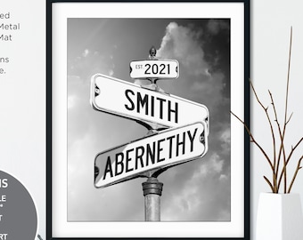 Personalized Street Signs Photo Art With Date and Names | Etsy