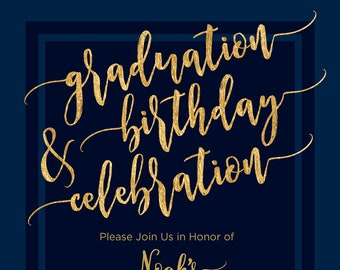Graduation and Birthday Invitation With Photo 18th Birthday Graduation ...