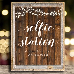 Printable Selfie Station Sign Rustic Party Decor Instant Download 8x10 ...