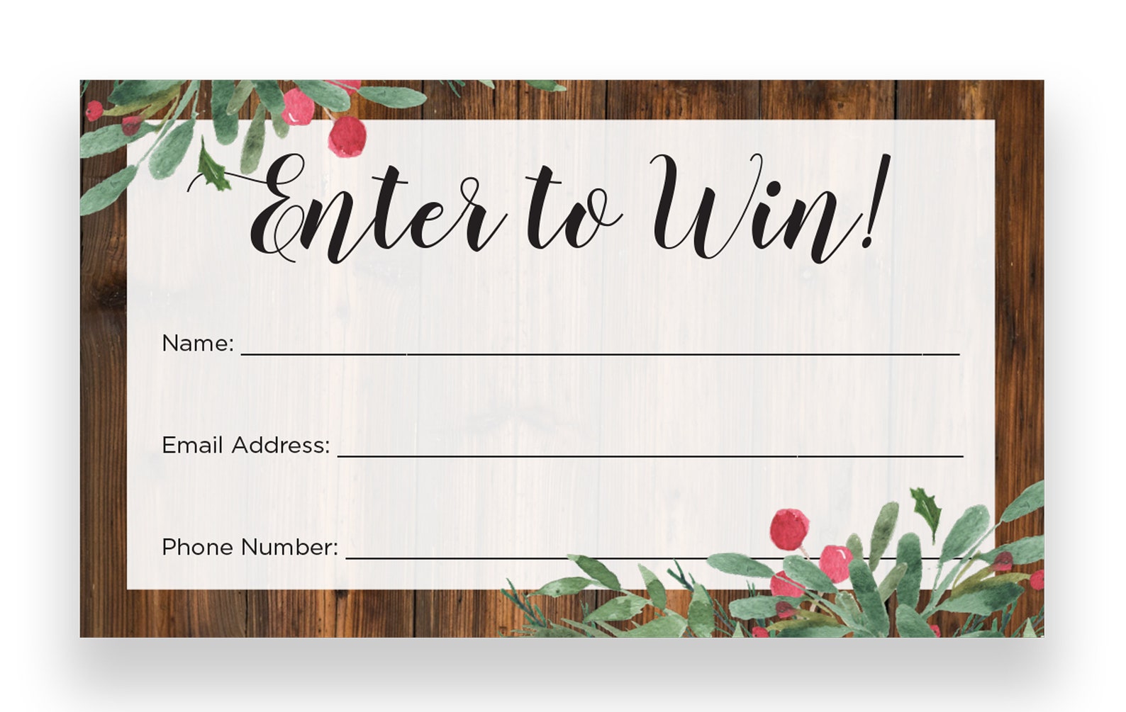 Enter to Win Printable Sign and Tickets Rustic Wood Holiday - Etsy
