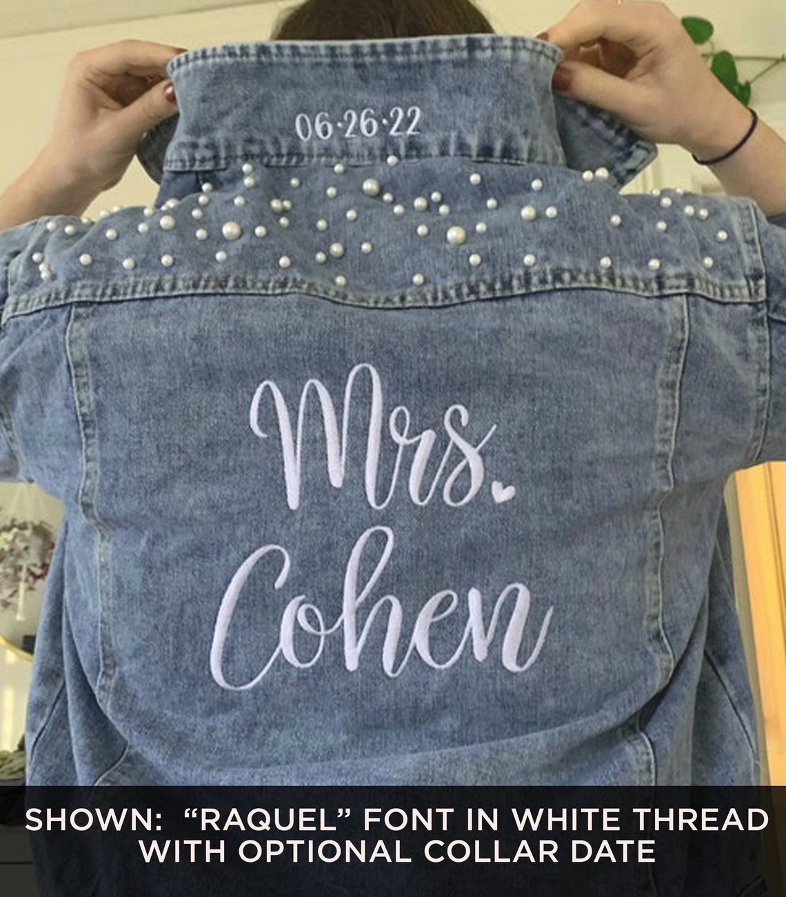 Embroidered Jean Jacket With Pearl Trim - Etsy