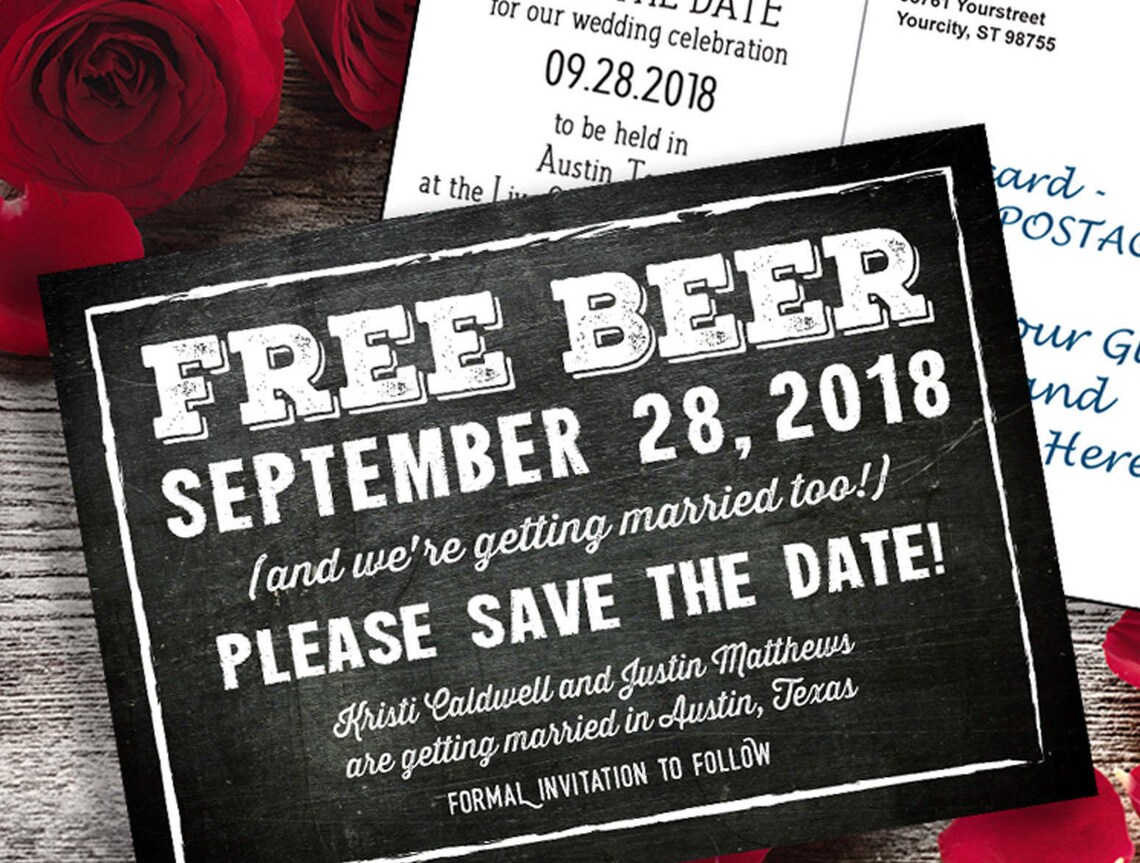 Free Beer Save the Date Postcards | Etsy