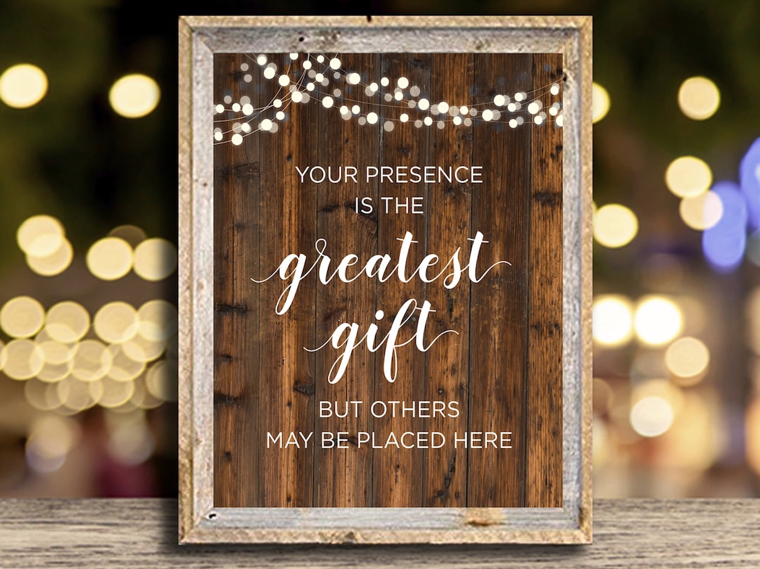 Printable Gift Table Sign Your Presence is the Greatest Gift - Etsy