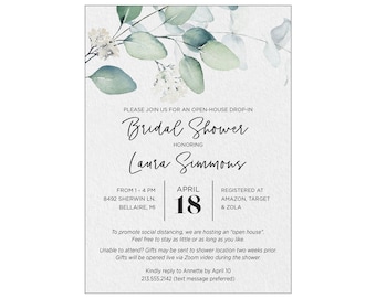 Drop & Dash Custom Bridal or Baby Shower Open House Invitation Design ...