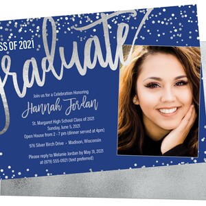 Royal Blue and Silver Graduation Party Invitation - Etsy