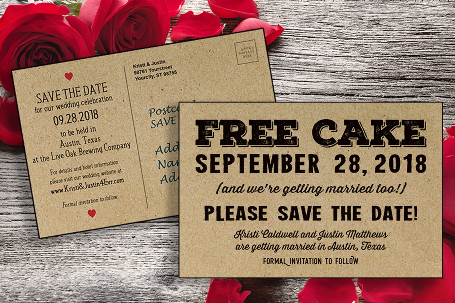 Free Cake Save the Date Postcards - Etsy