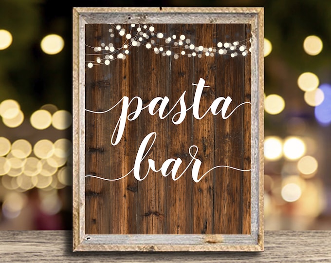 Printable Pasta Bar Sign, Instant Download Party Favor Sign - Etsy