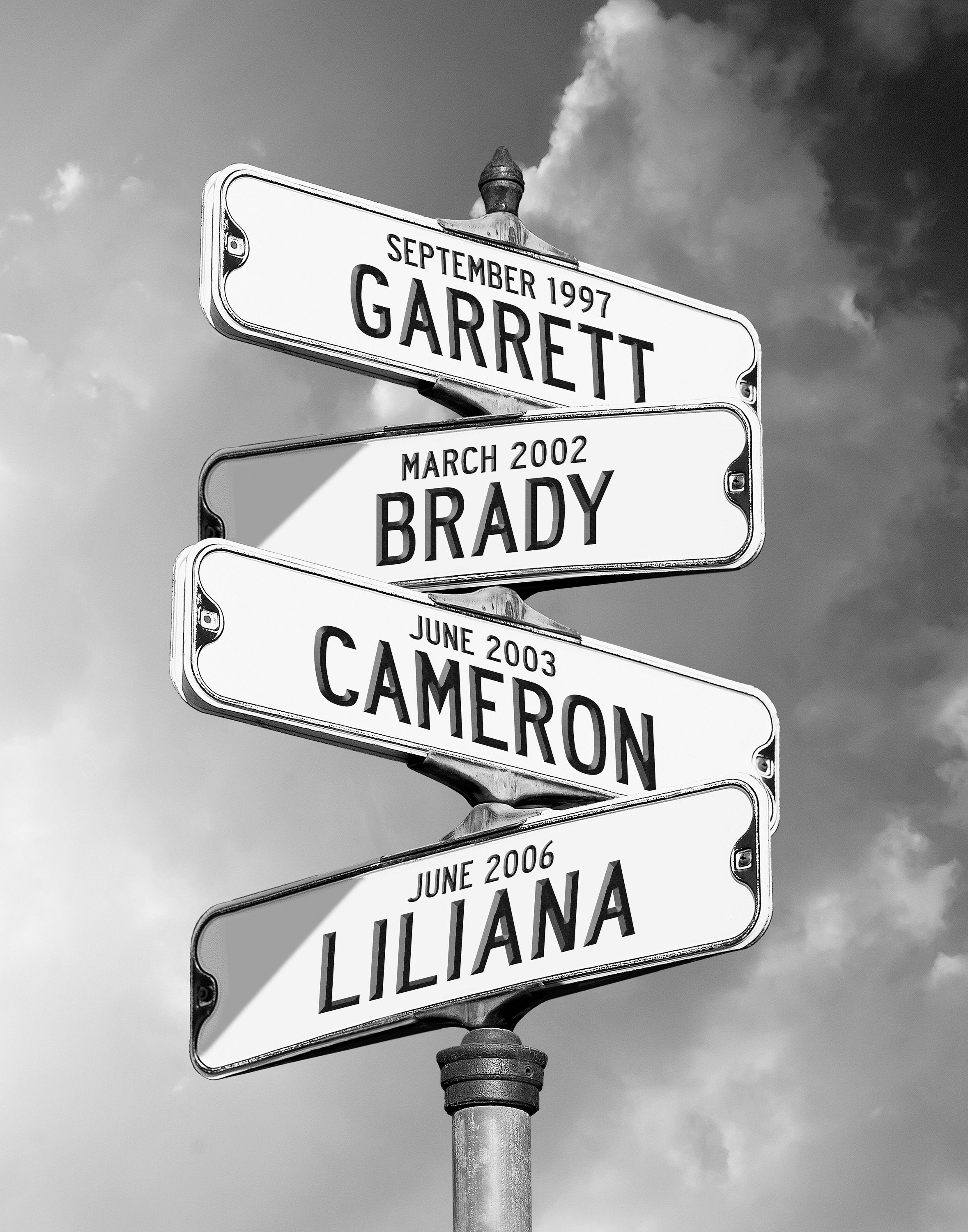Four Family Names Personalized Street Signs Digital Photo Art | Etsy