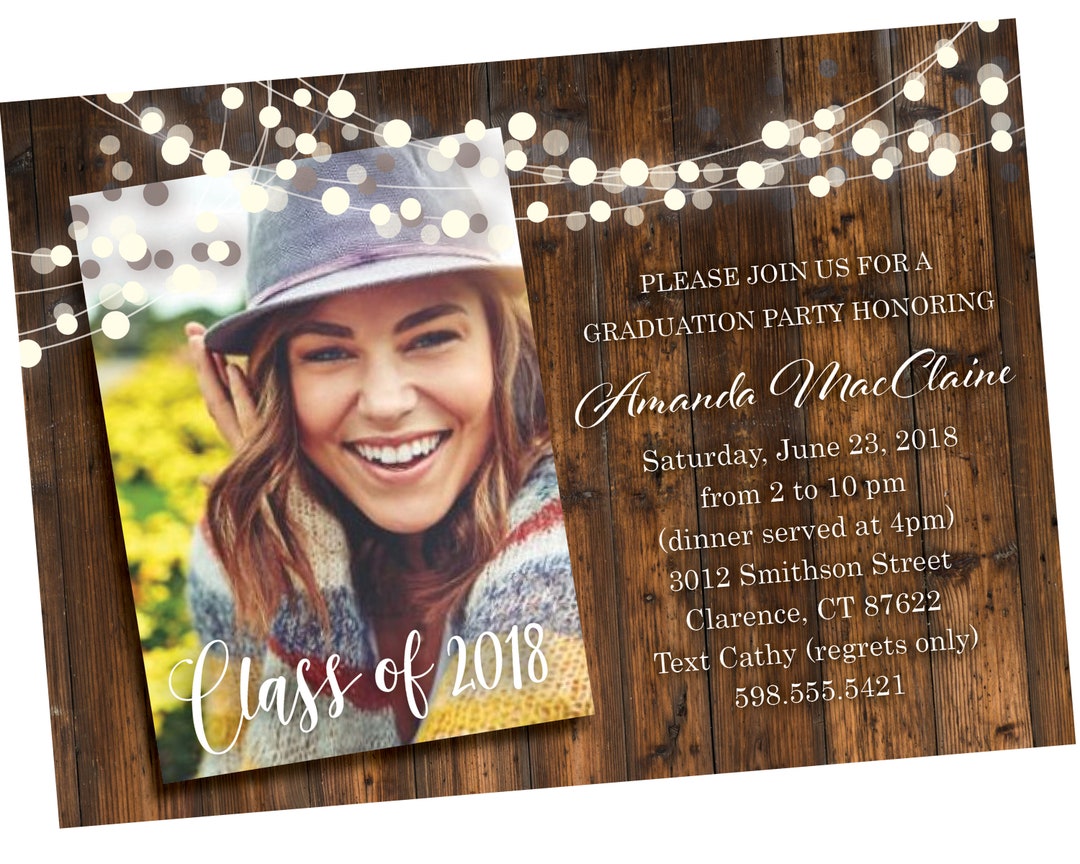 Rustic Graduation Invitation with Fairy Lights and Photos - Etsy Italia