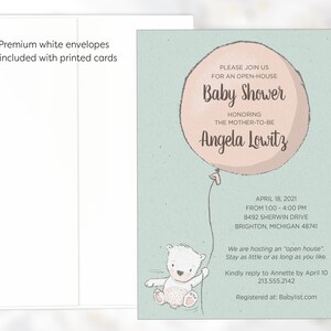 Open House Baby Shower Invitation With Baby Bear and Balloon - Etsy