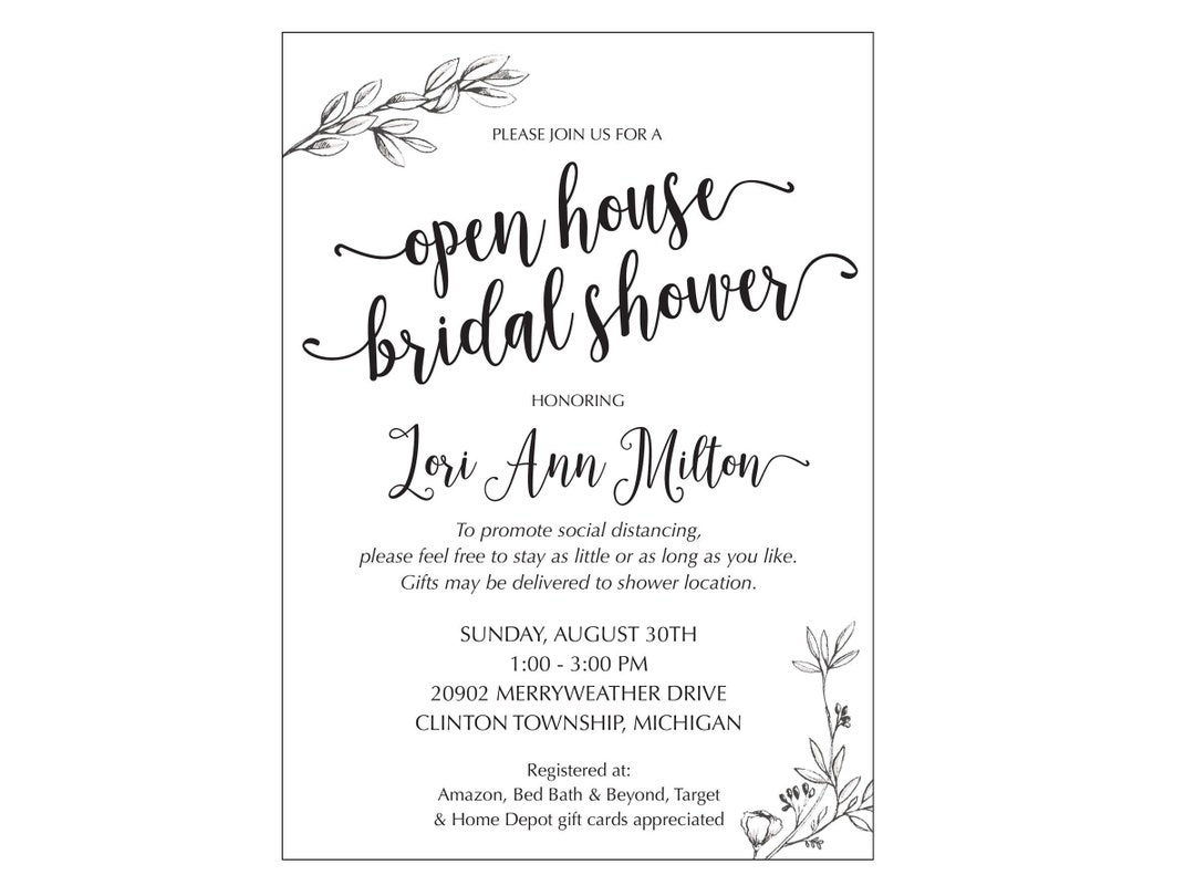 Open House Drop in Shower Bridal Shower Invitation - Etsy