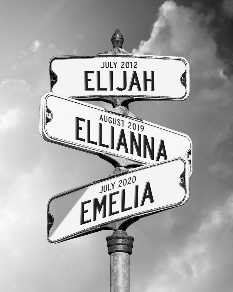 Three Names Personalized Street Signs Custom Digital Photo Art | Etsy