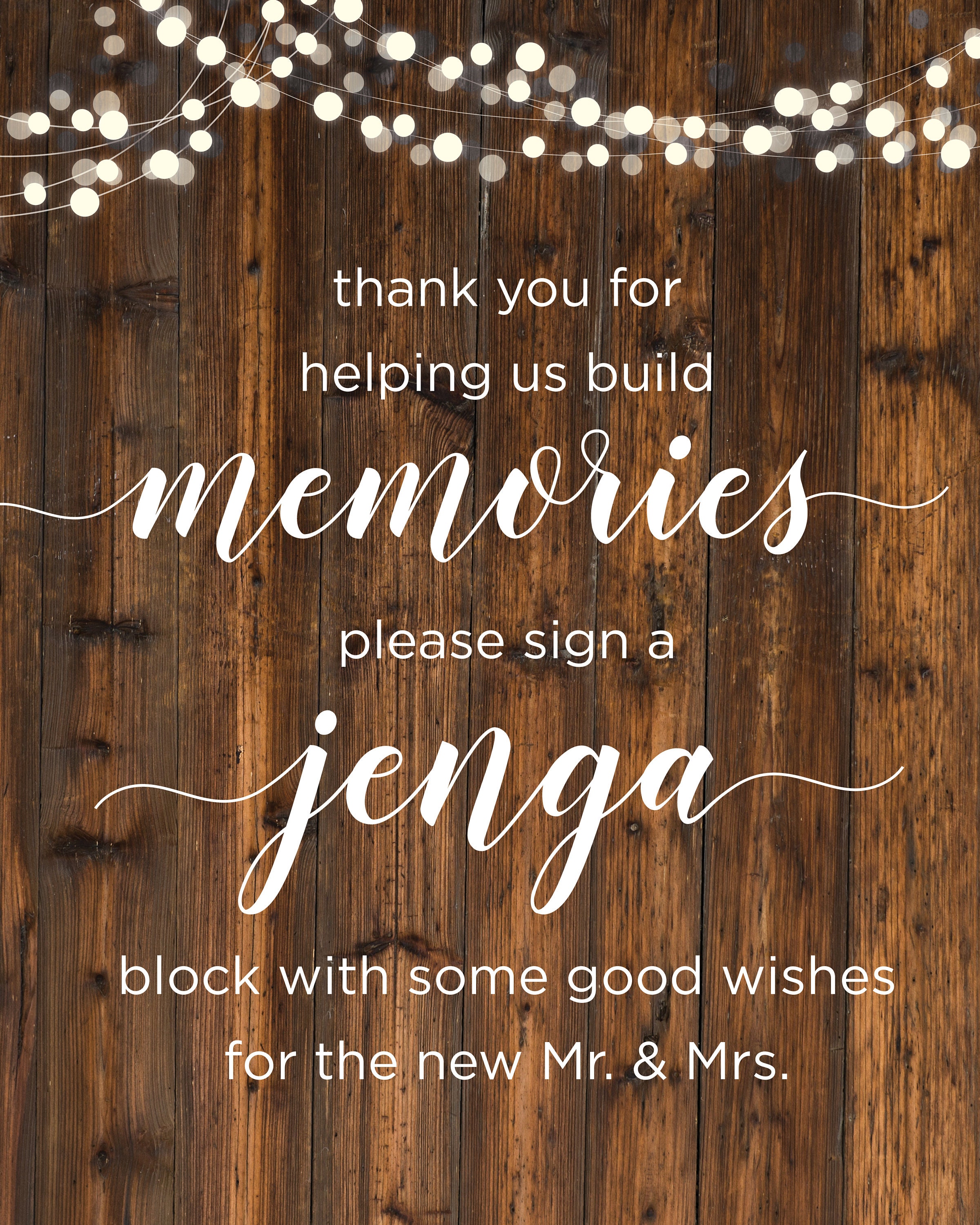 Printable Jenga Guestbook Sign Instant Download Rustic - Etsy