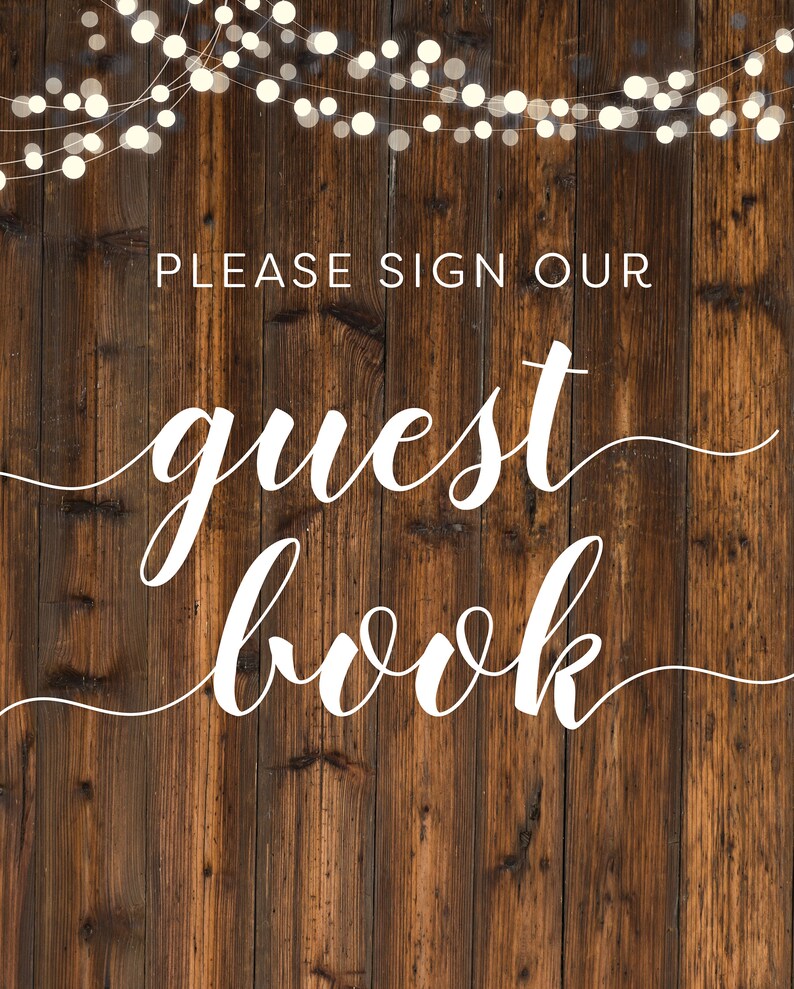 Instant Download Printable Guest Book Sign, Rustic Wood - Etsy