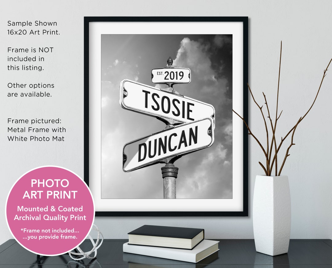 Street Signs Photo Art Print With Names and Wedding Date - Etsy