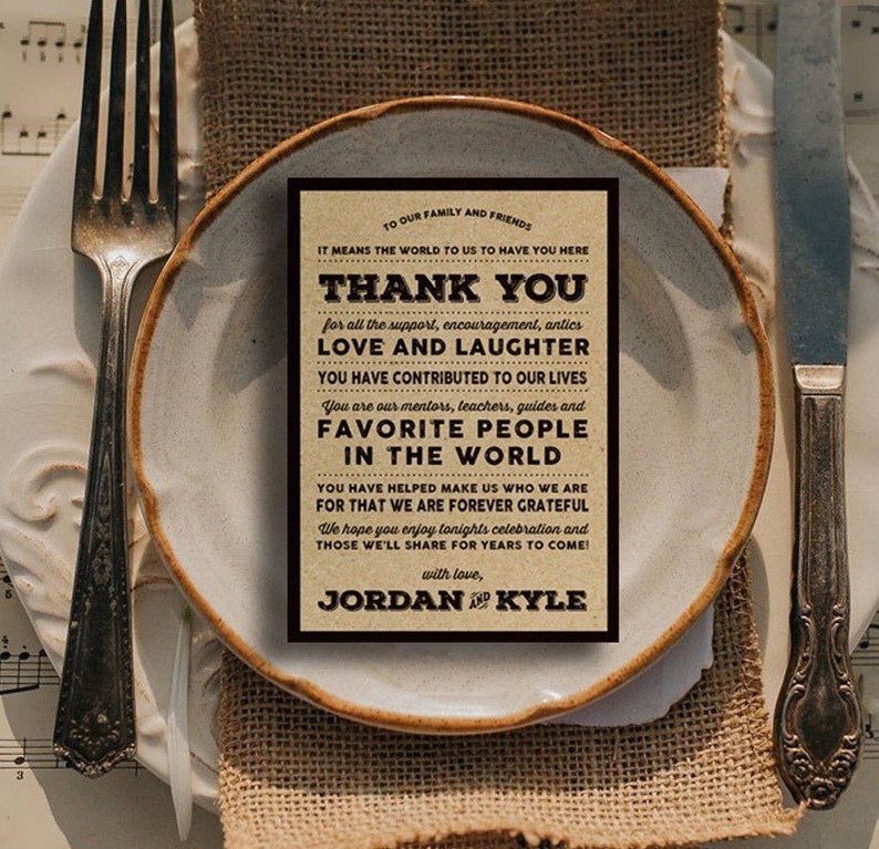 Reception Thank You Card - Etsy