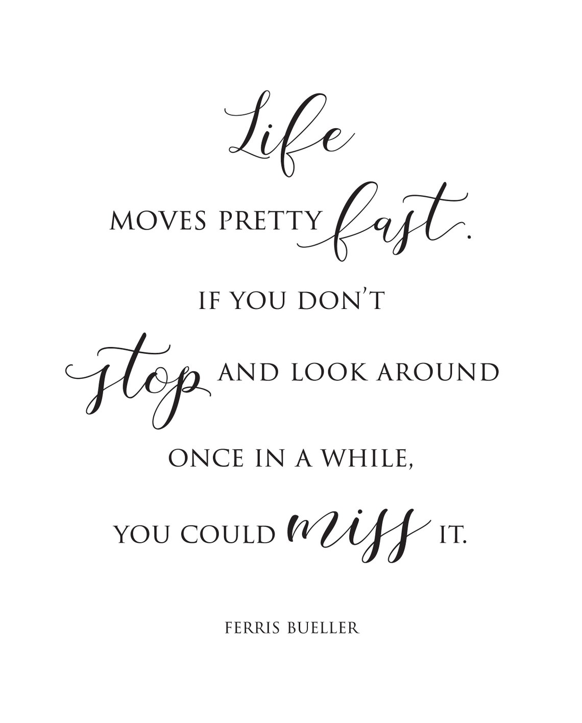 Printable Digital Art Graduation Gift Life Moves Pretty Fast - Etsy