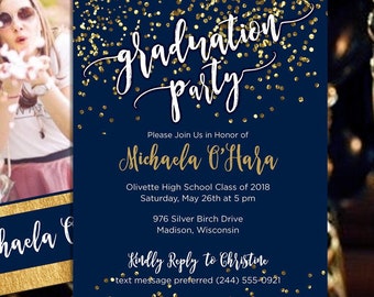 Mini Graduation Party Invitation With Photo Vertical With - Etsy