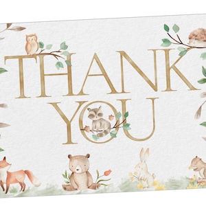 Woodland Animal Thank You Card - Etsy