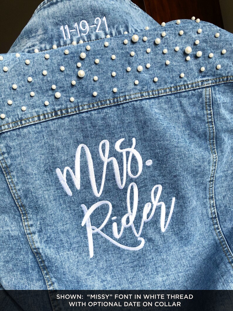 Embroidered Pearl Bride Jean Jacket - Etsy